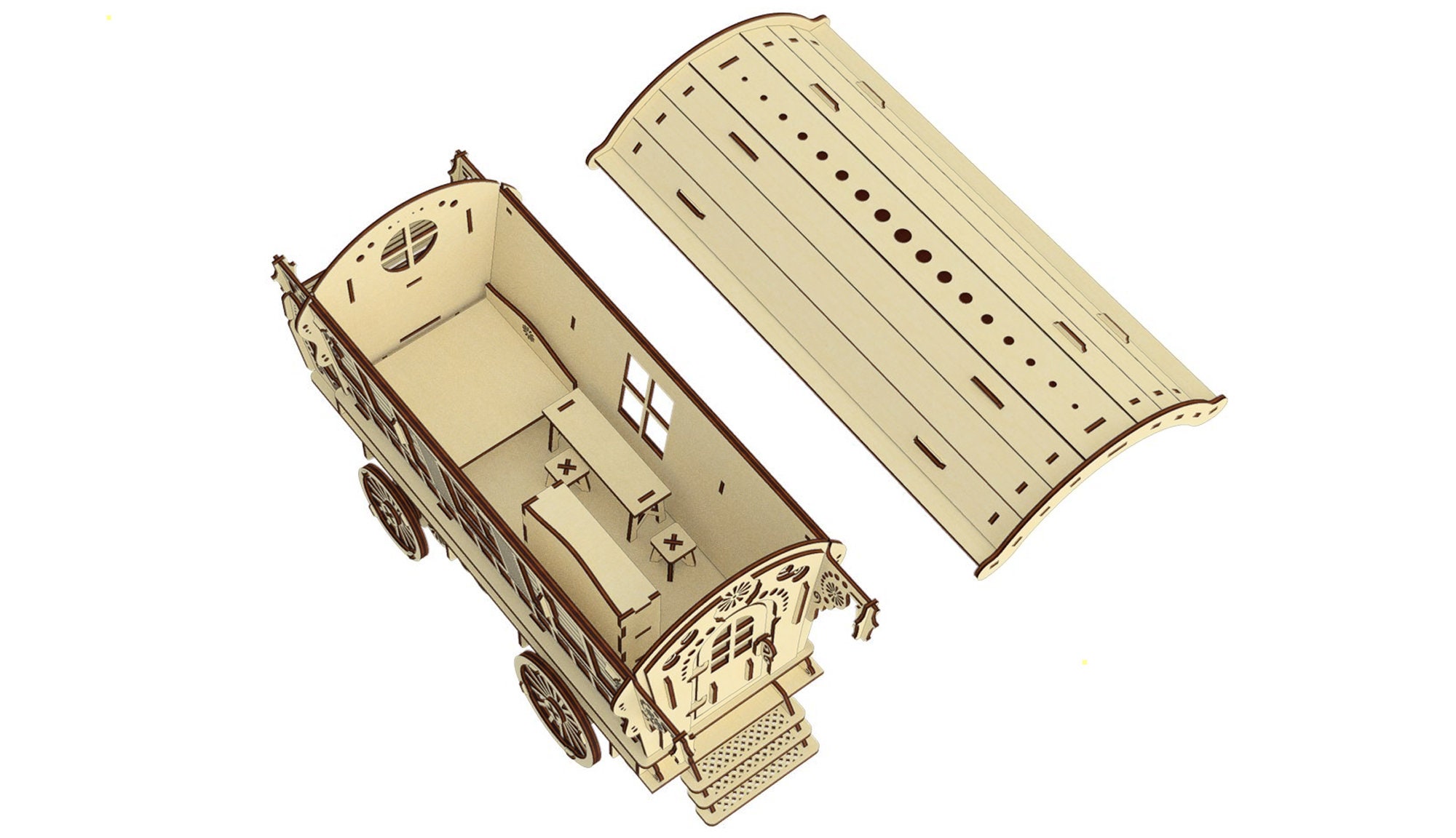 Dollhouse Laser Cut Files Svg Glowforge Laser Gypsy Wagon Dxf - Etsy ...