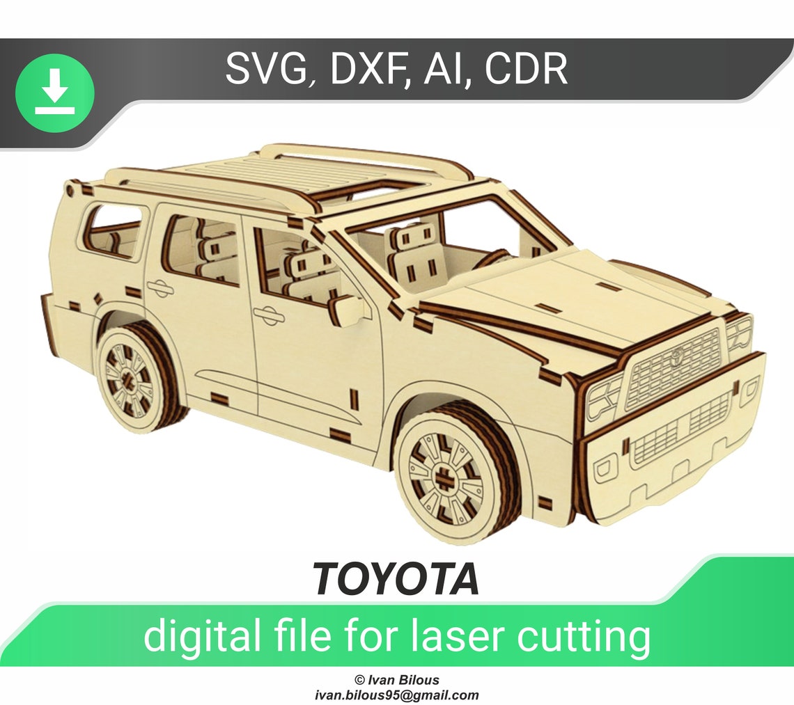 Car 3d Puzzle Laser Cut File SVG DXF CDR Vector Files | Etsy