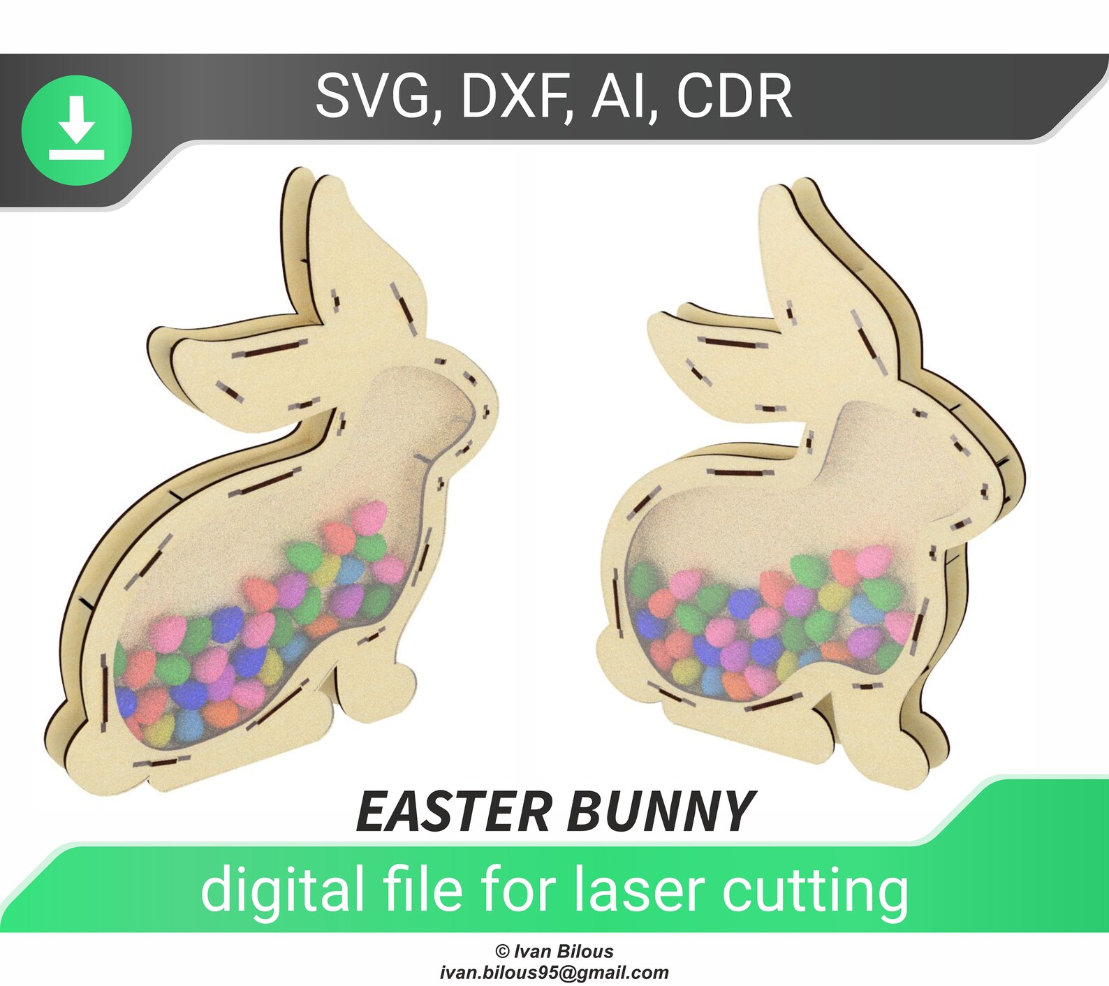 Bunny Dxf Laser File Cnc Template Chocolate Rabbit Box Cut | Etsy UK