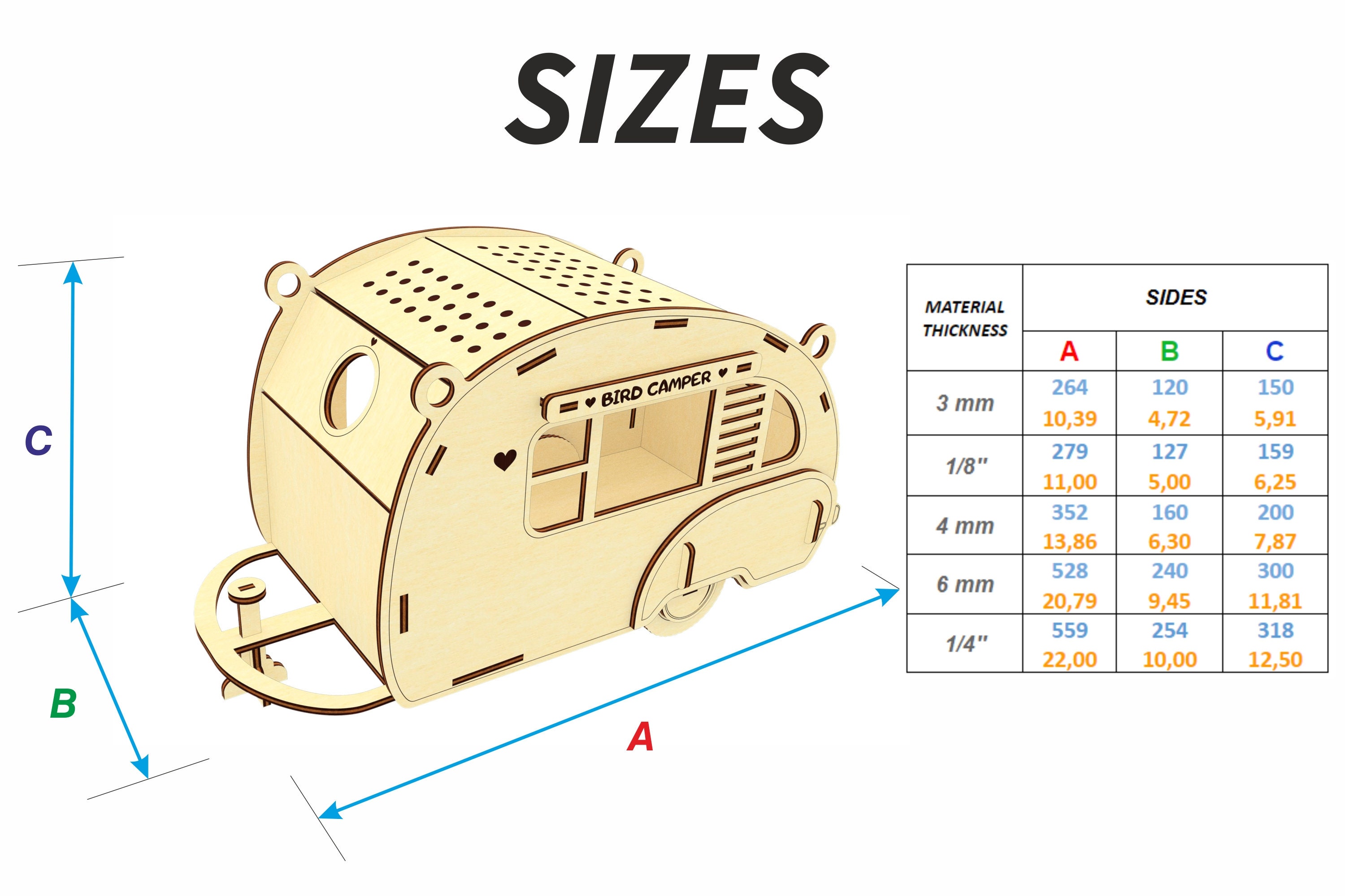 Birdhouse Camper - Laser Cut File, Glowforge Pattern, Trailer Nesting ...