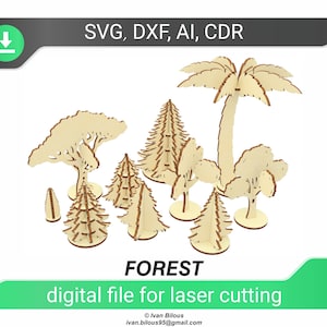 Forest laser cut 3d design Glowforge pattern Christmas | Etsy