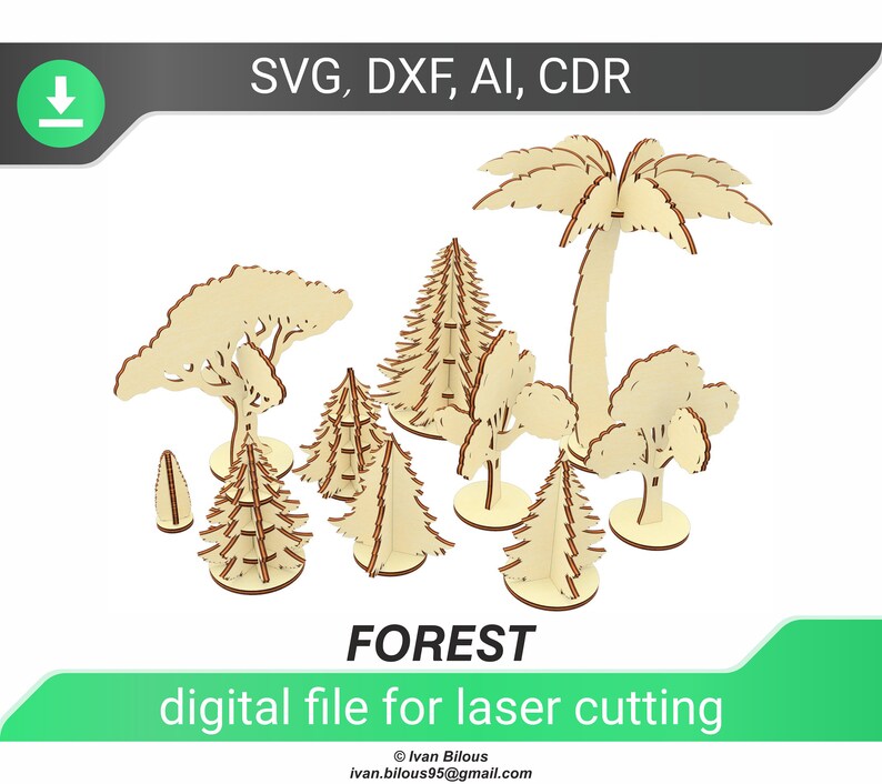 Forest Laser Cut 3d Design Glowforge Pattern Christmas - Etsy