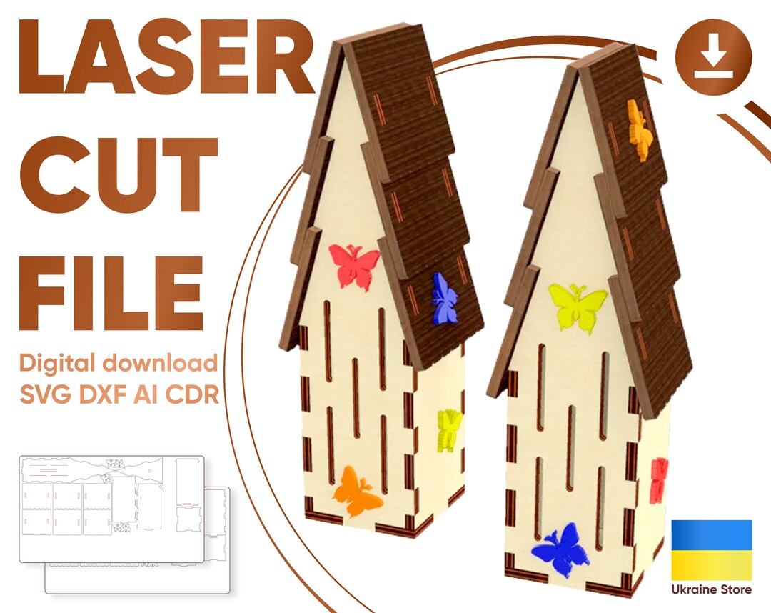 Butterfly House - SVG Laser Cut File, Glowforge Pattern - Etsy Canada