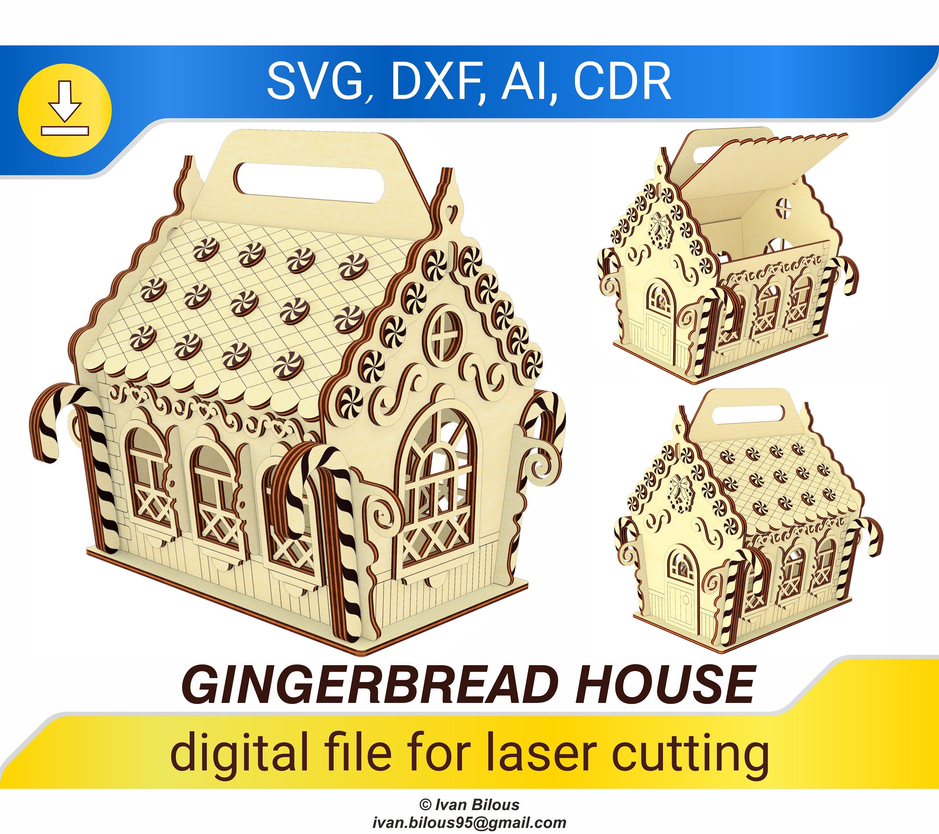 Gingerbread House Laser Cut File Candy Box Digital Plan - Etsy