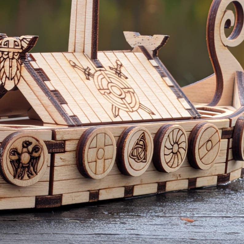Viking Ship Laser Cut File - SVG Model for Plywood Display (digital ...