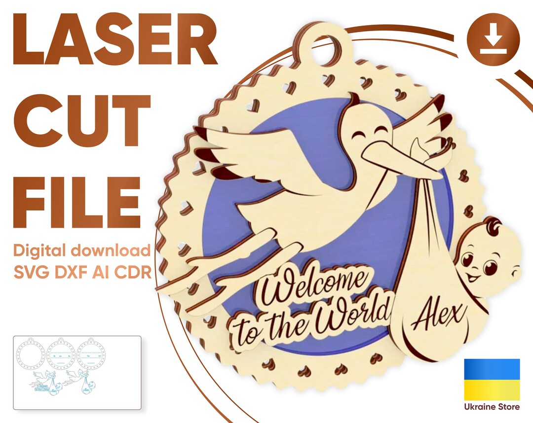 Baby Birth Ornament - Laser Cut File, SVG Vector Plan for Cutting ...