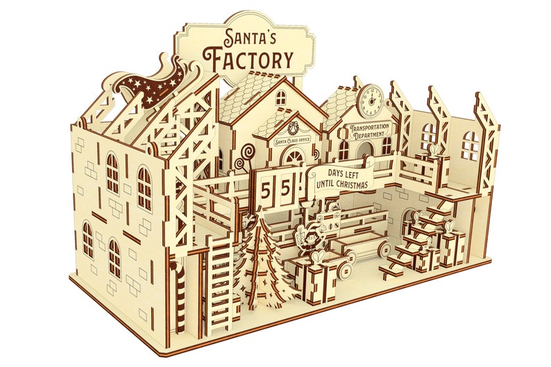 Santa's Factory Christmas Laser Cut Files SVG Glowforge | Etsy