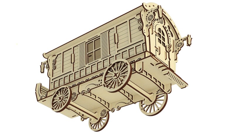 Dollhouse Laser Cut Files Svg Glowforge Laser Gypsy Wagon Dxf - Etsy