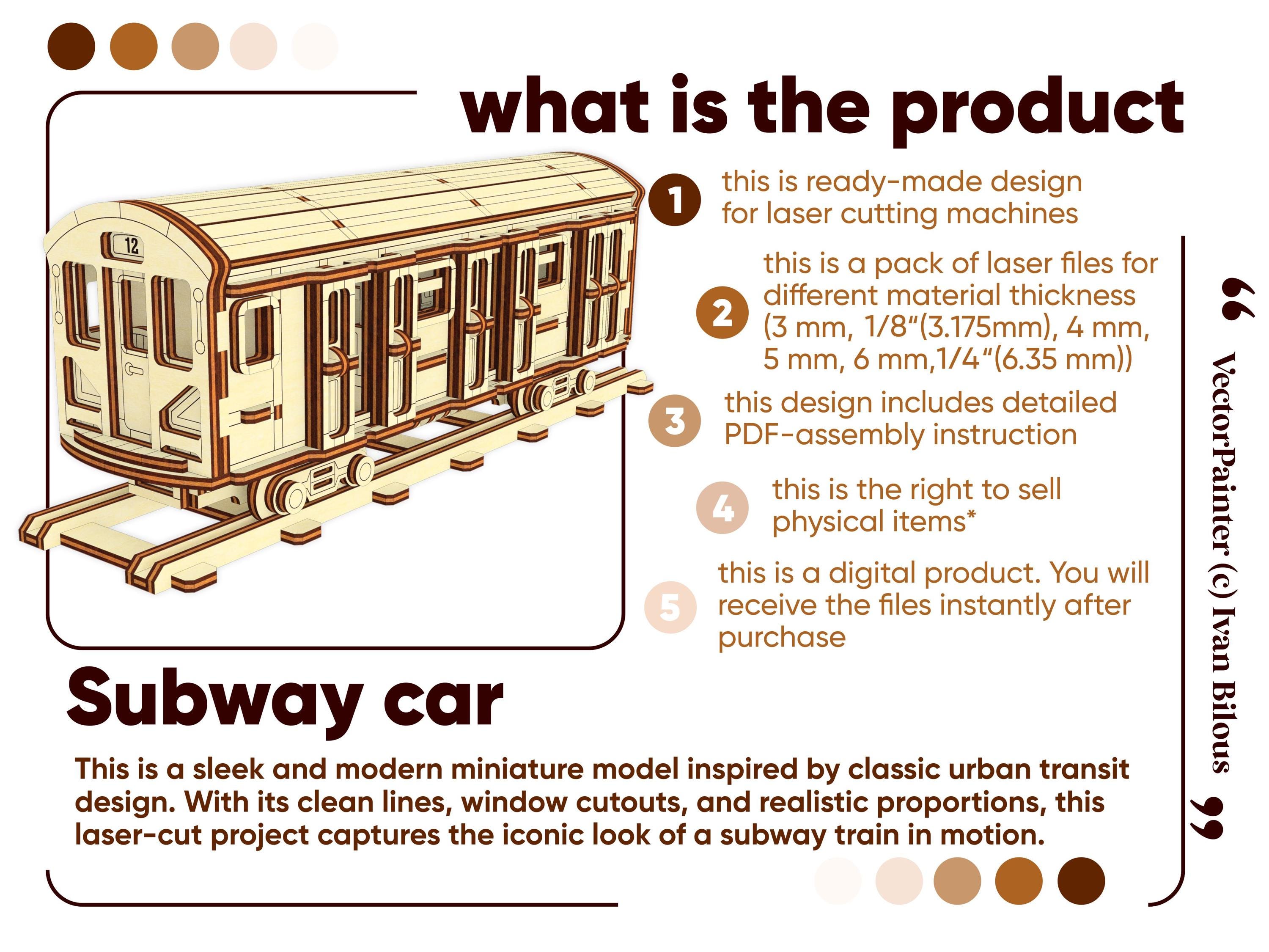 Subway Train Car – Laser Cut File, SVG DXF Metro Template for DIY ...