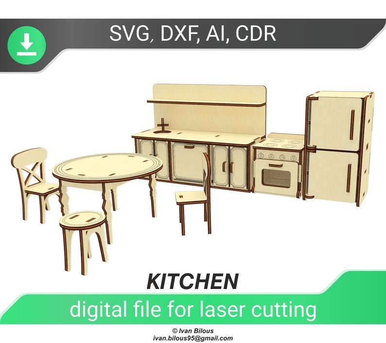 Kitchen Doll Furniture Laser Cut Files Glowforge Pattern - Etsy