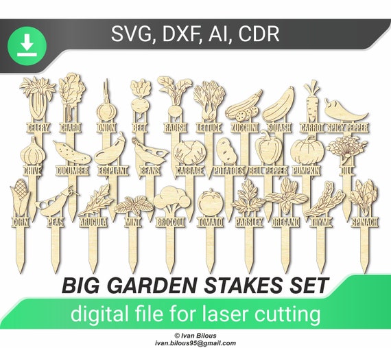 Garden Markers SVG Laser Cut Files Glowforge Pattern | Etsy Australia