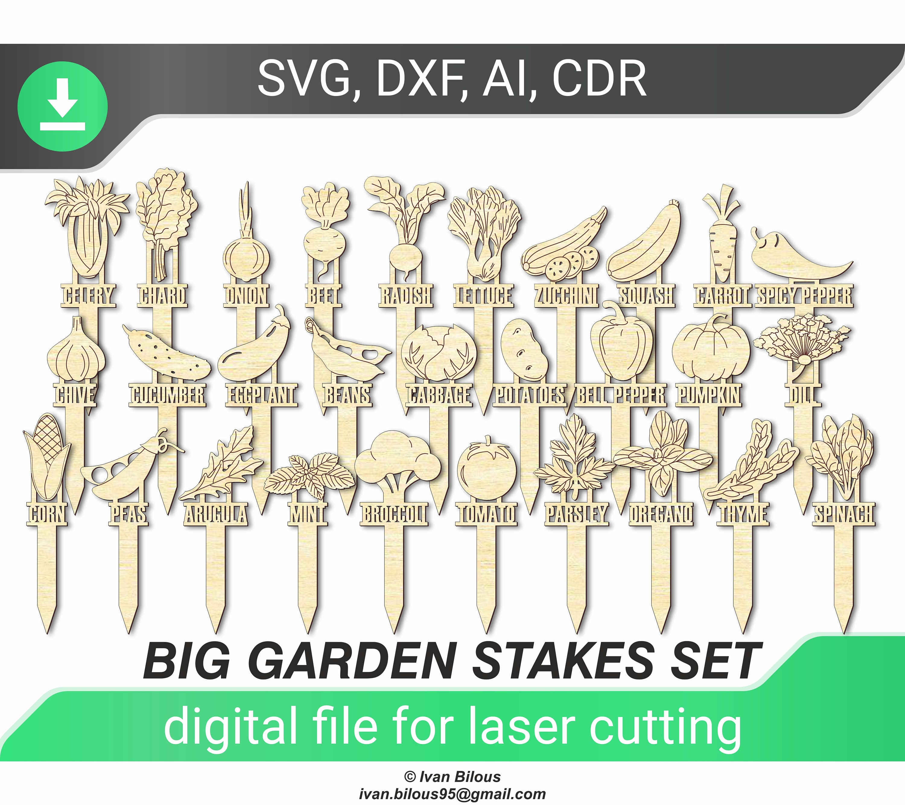 Garden Markers SVG Laser Cut Files Glowforge Pattern | Etsy Australia