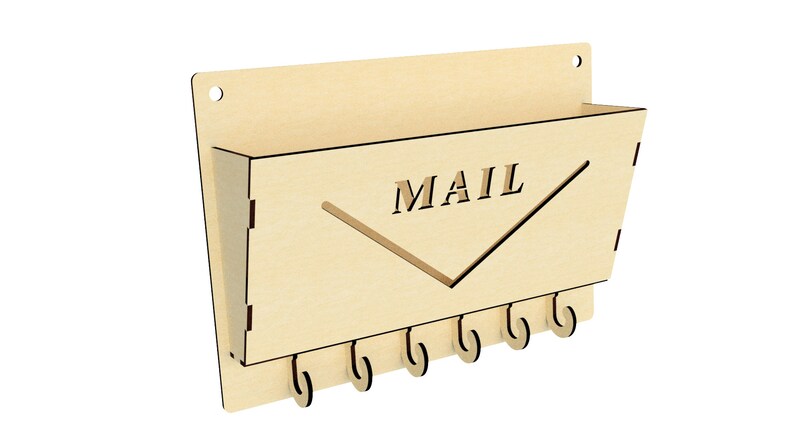 Mail Box & Key Holder Laser Cut SVG File, Wooden Entryway Post Holder ...
