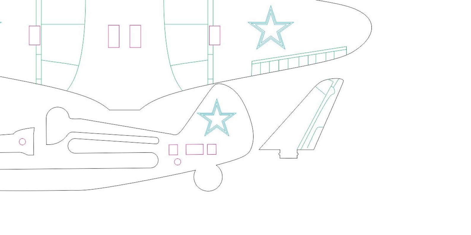 Laser cut model dxf files for laser template airplane dxf | Etsy