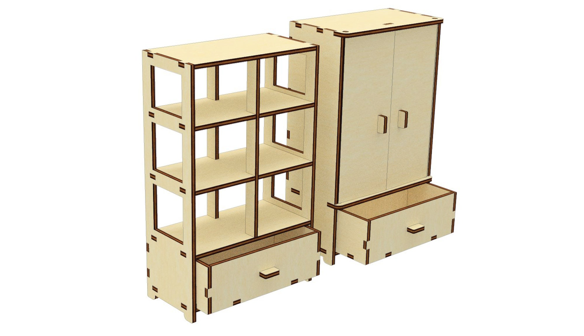 Doll furniture dxf files for laser cut wardrobe svg glowforge | Etsy