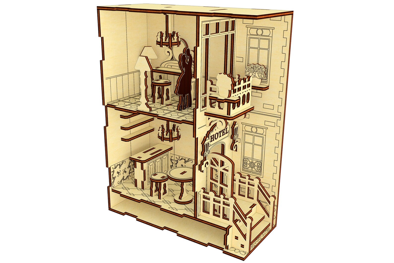 Hotel Book Nook SVG Laser Cut Files Glowforge Pattern - Etsy