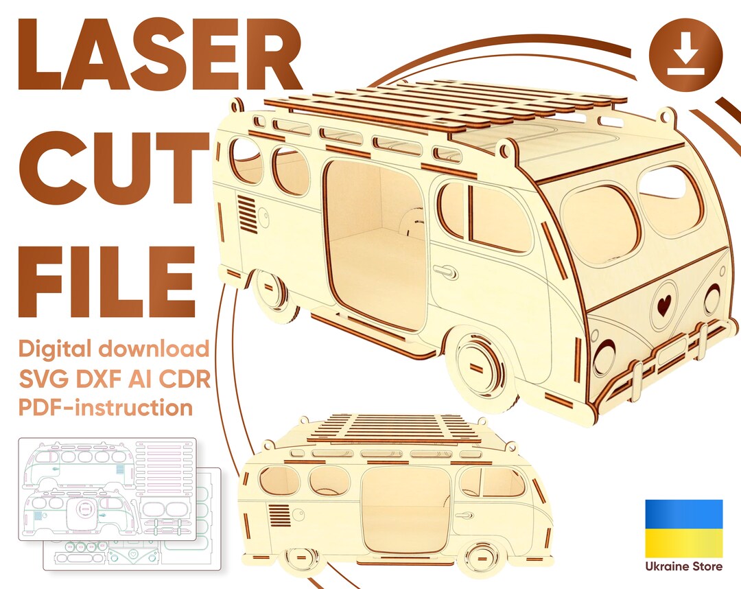 Camper Car Birdhouse Laser Cut Files, Glowforge Svg - Etsy