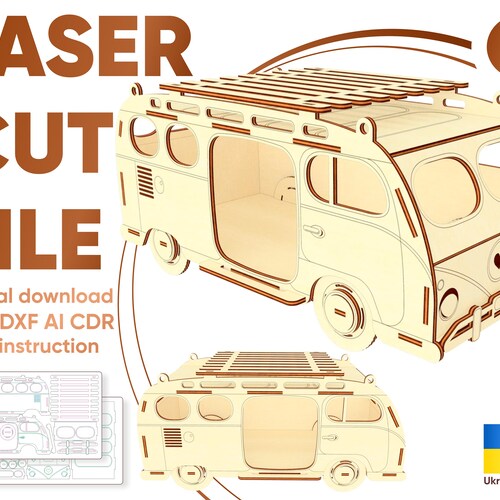 Van Camper Car 3d Laser Cut Model SVG Ready Made Files for - Etsy UK