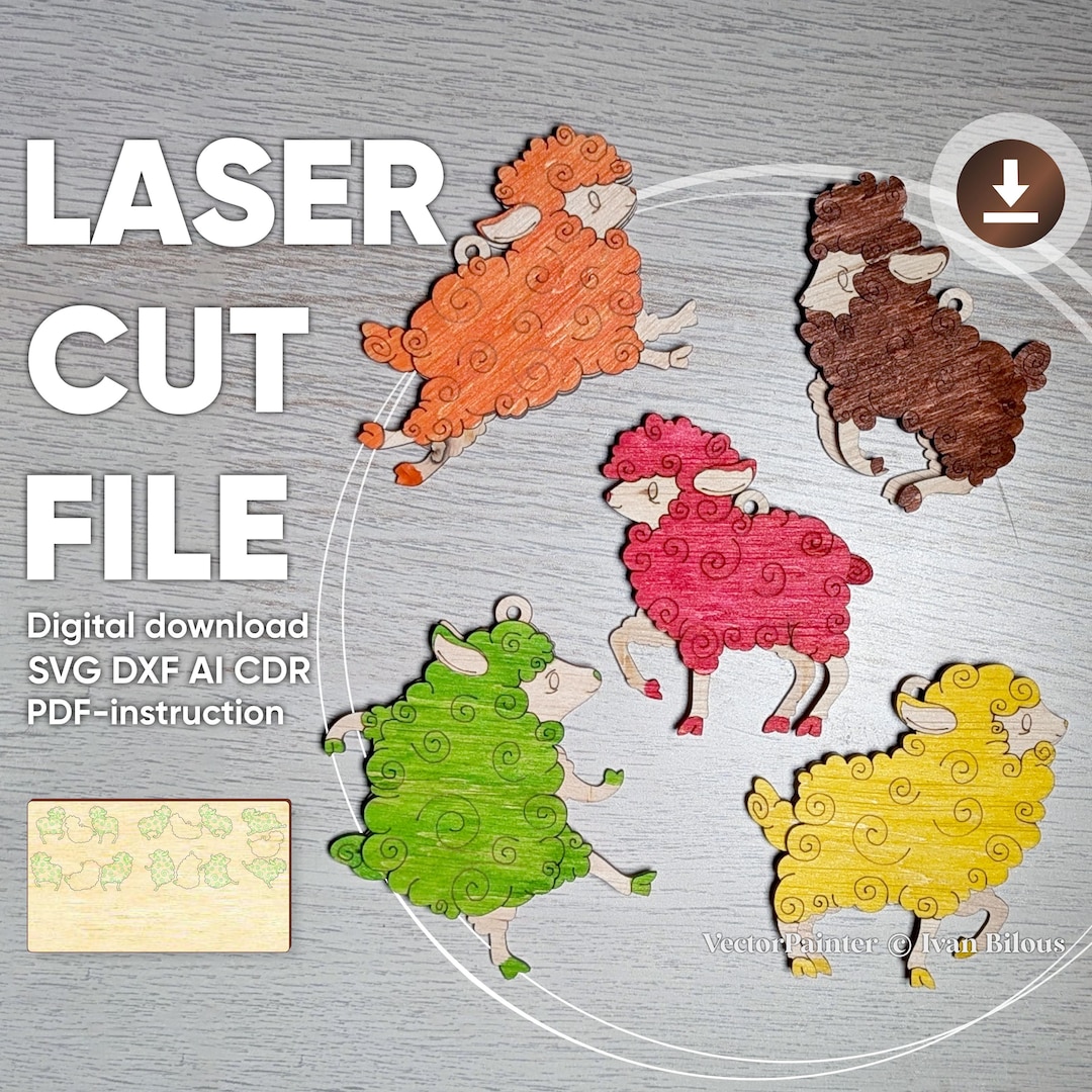 Layered Sheep Ornament - Laser Cut File, Easter Patterned Animals ...