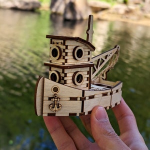 Fishing Boat - Laser Cut File, Ship Vector Plan for Cutting Machines ...