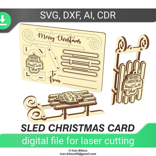 Christmas Gift Card Laser Cut File SVG DXF Pattern for - Etsy