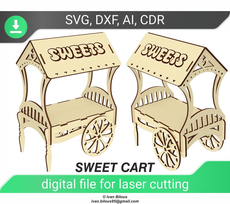 Sweet Cart Svg Laser Cut File Glowforge Pattern - Etsy UK
