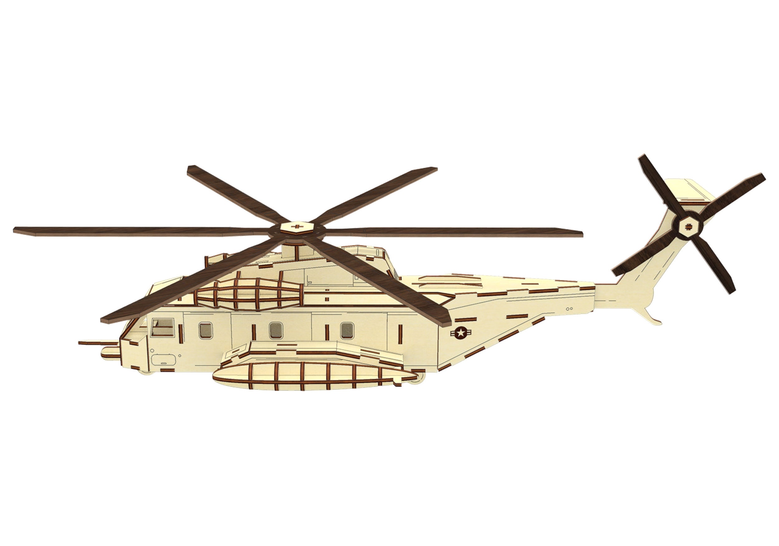 Helicopter Laser Cut File, SVG Aircraft Toy DIY Model CNC Template ...
