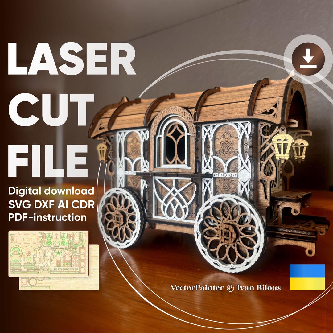 Nomad Caravan Wagon - Laser Cut File Project, SVG Plan for Cutting ...