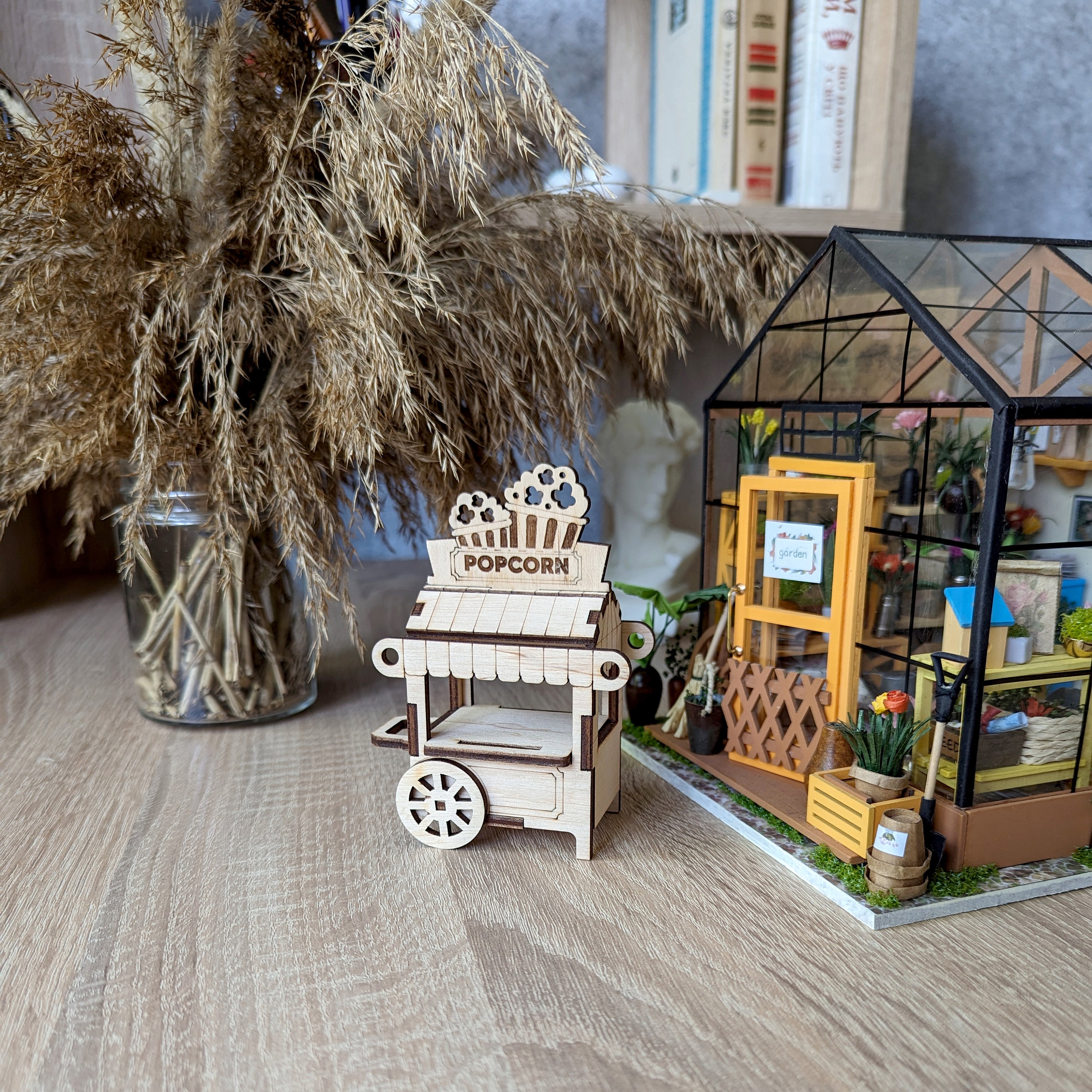 Popcorn Cart Laser Cut File, SVG Cinema Miniature Ornament Wagon 3d ...