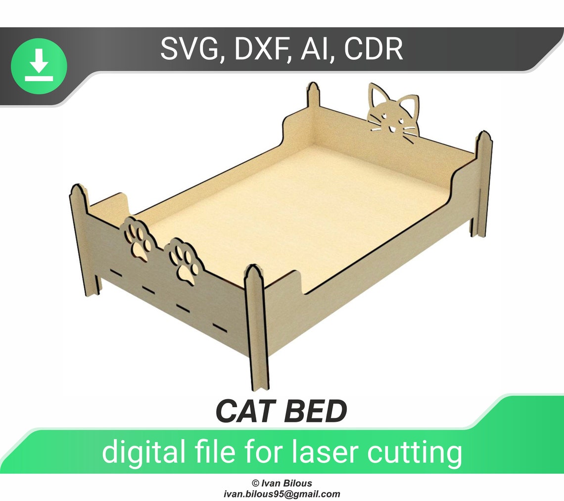 Laser cut files dxf model cat bed dxf bed for cats plywood | Etsy