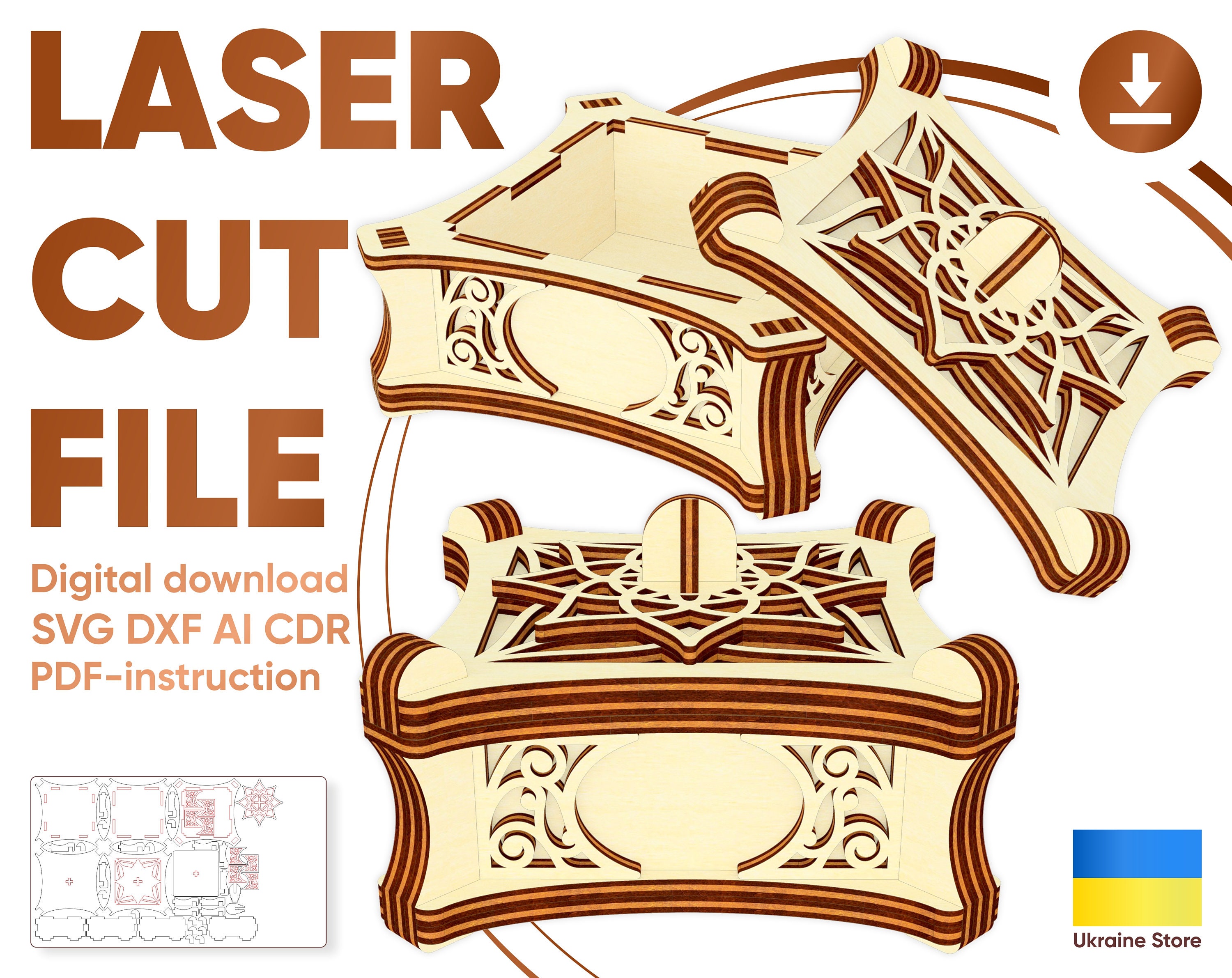 Laser Cut Box SVG Files for Laser Machines Mandala Box - Etsy Australia
