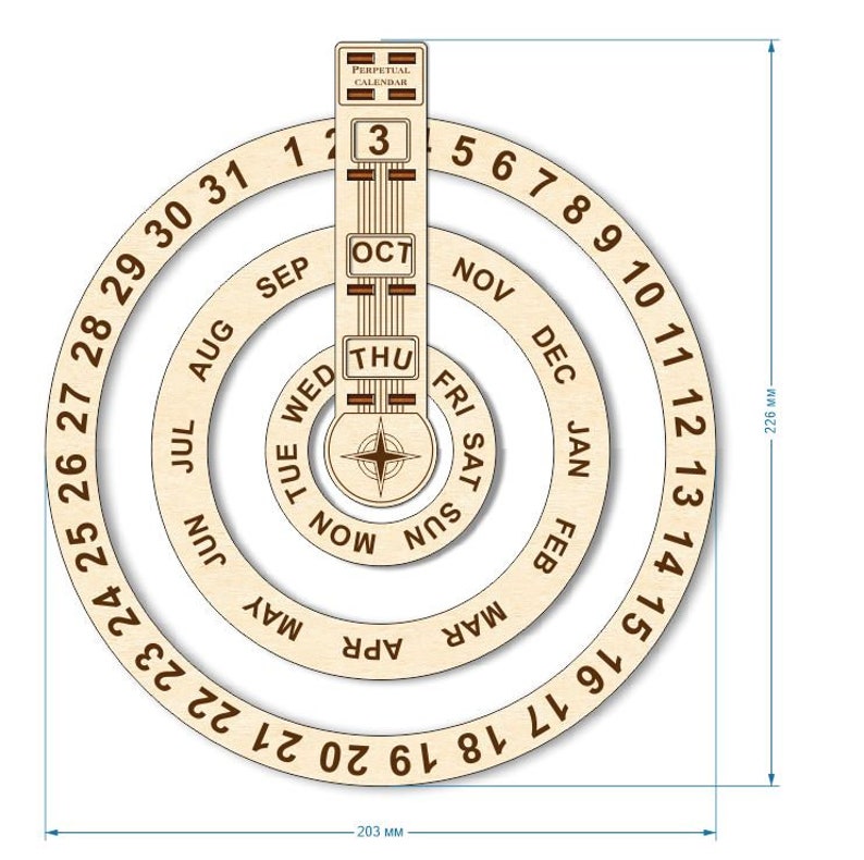 Perpetual Calendar Laser Cut File SVG Digital Pattern | Etsy