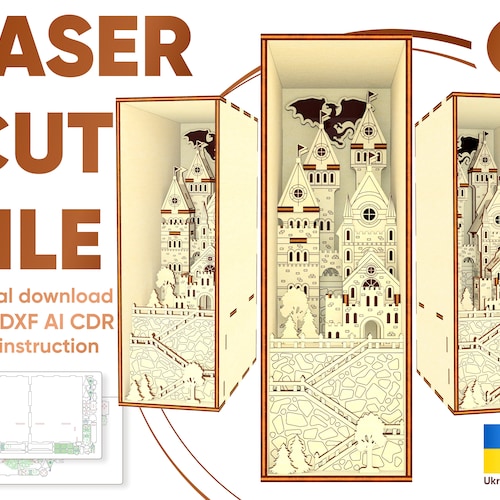 Castle Book Nook SVG Laser Cut File Stairs Book Nook Shelf - Etsy UK