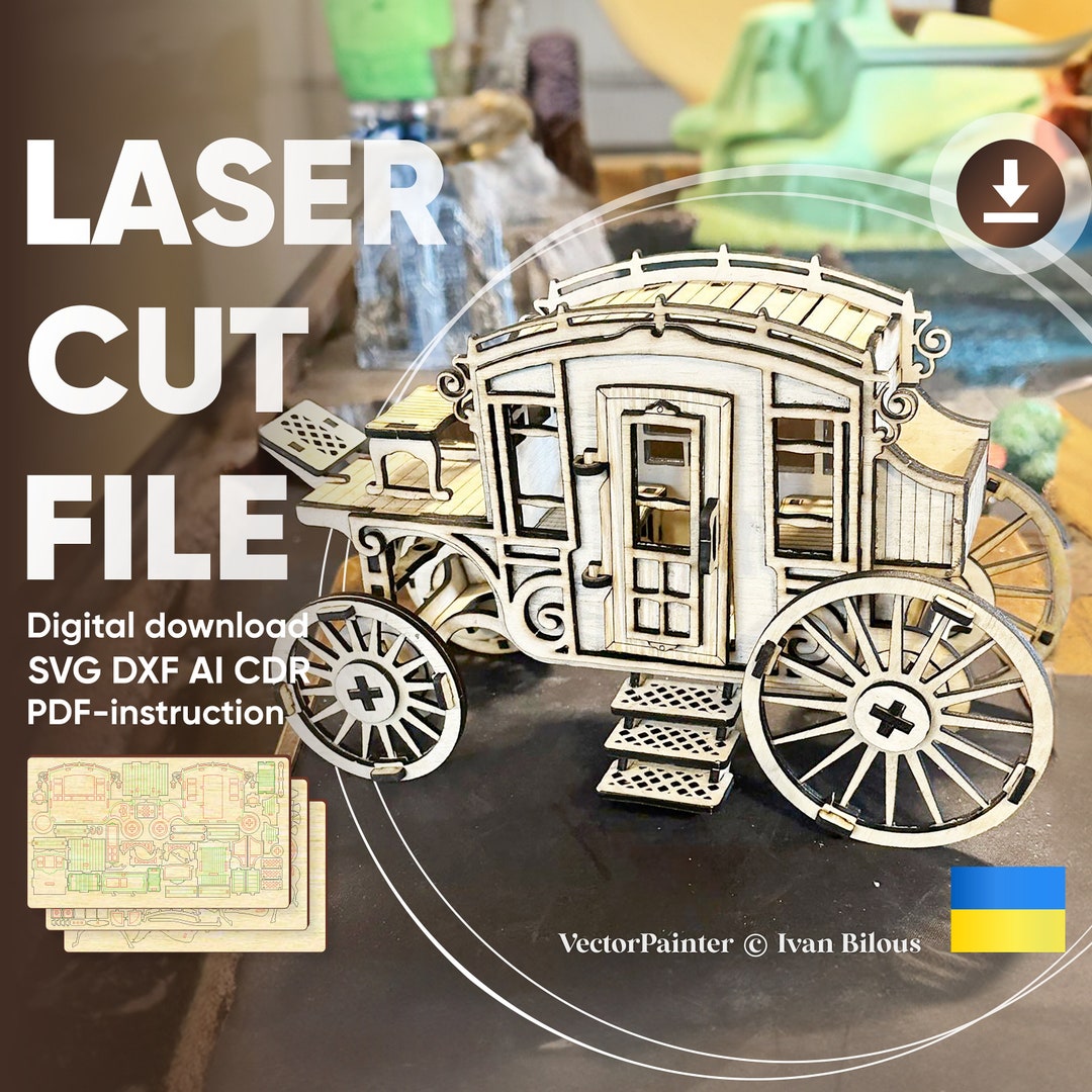 Vintage Carriage With Horses - SVG Laser Cut Files (digital Download ...