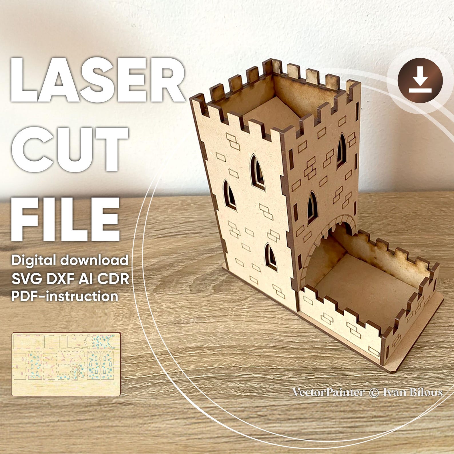Dice Tower - Laser Cut Files, Glowforge SVG Pattern, Digital Download ...