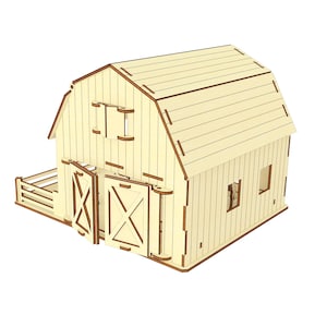 Toy Farm Barn Dollhouse Laser Cut File, SVG Farmhouse Stable With ...