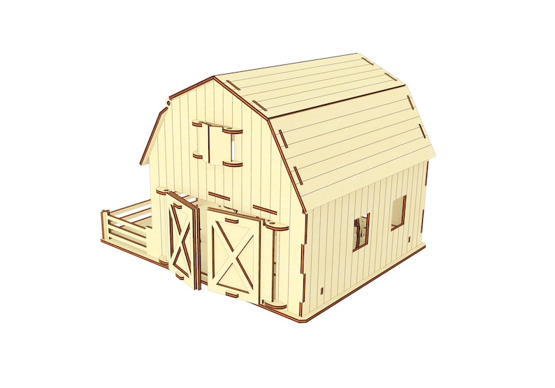Farm Dollhouse Laser Cut File Barn Pattern - Etsy