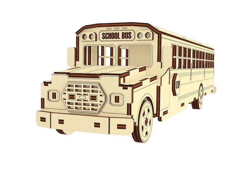 School Bus Laser Cut File Glowforge Plan 3d Puzzle - Etsy Canada
