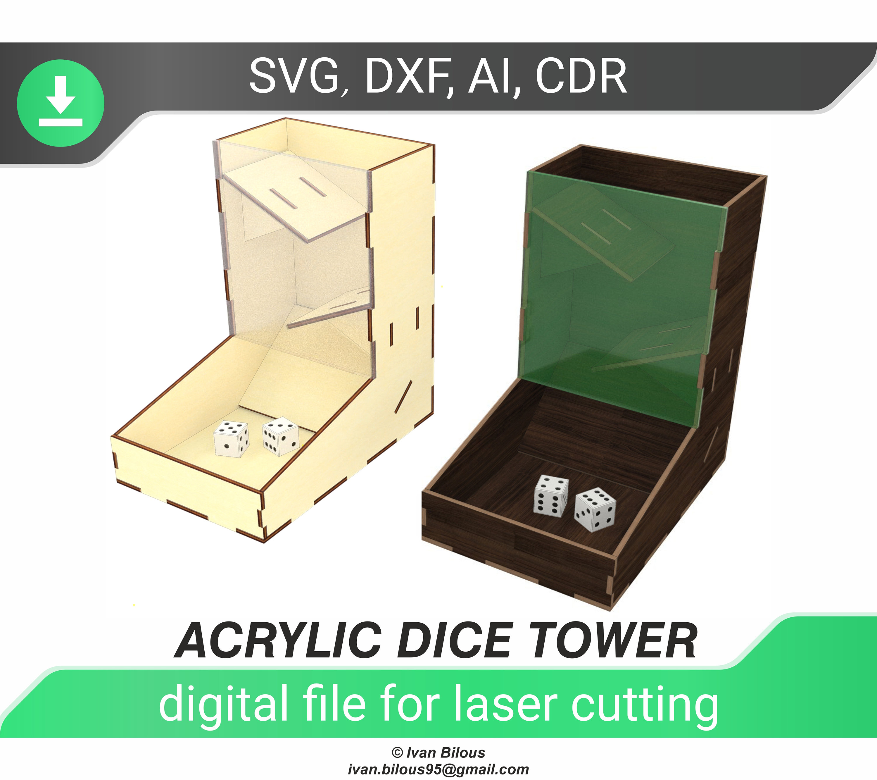 Acrylic dice tower digital laser cut file | Etsy