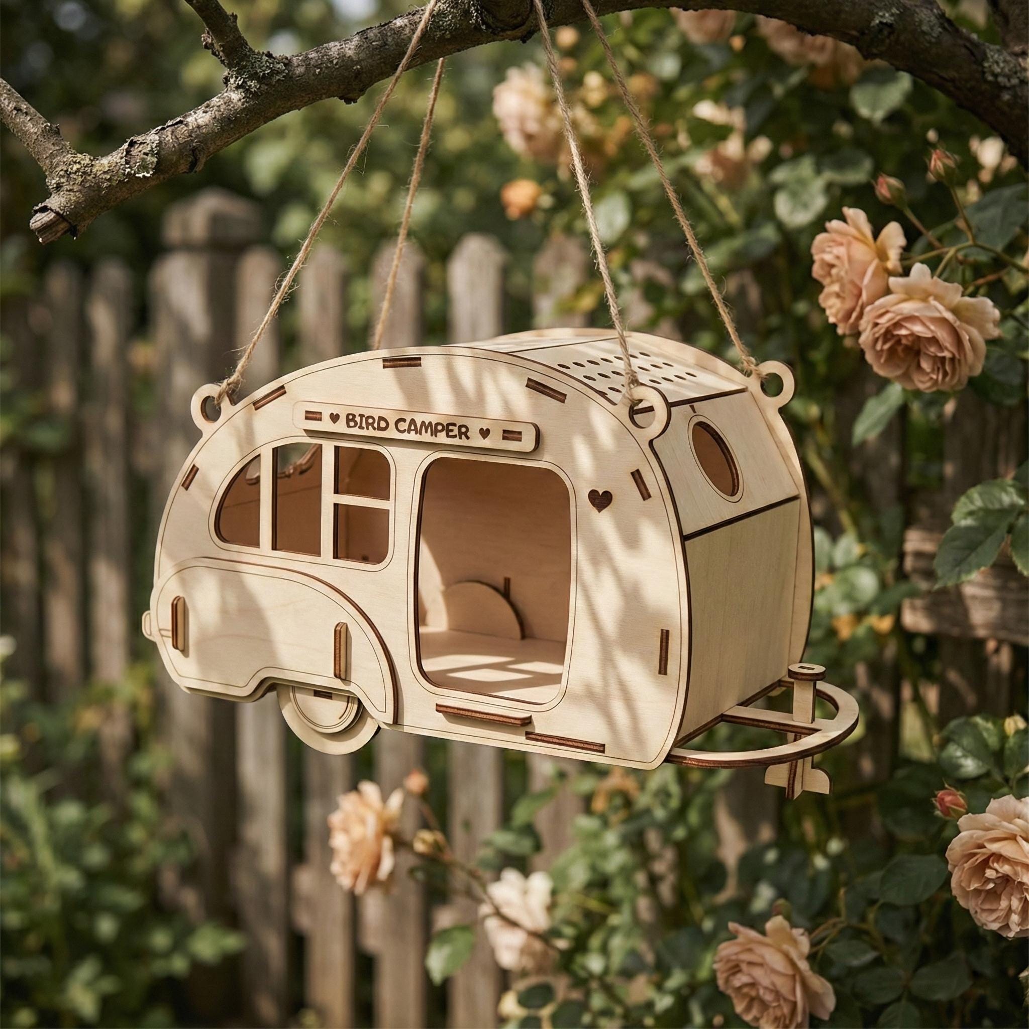 Camper Birdhouse - Laser Cut File, Nesting Box SVG Plywood Project ...