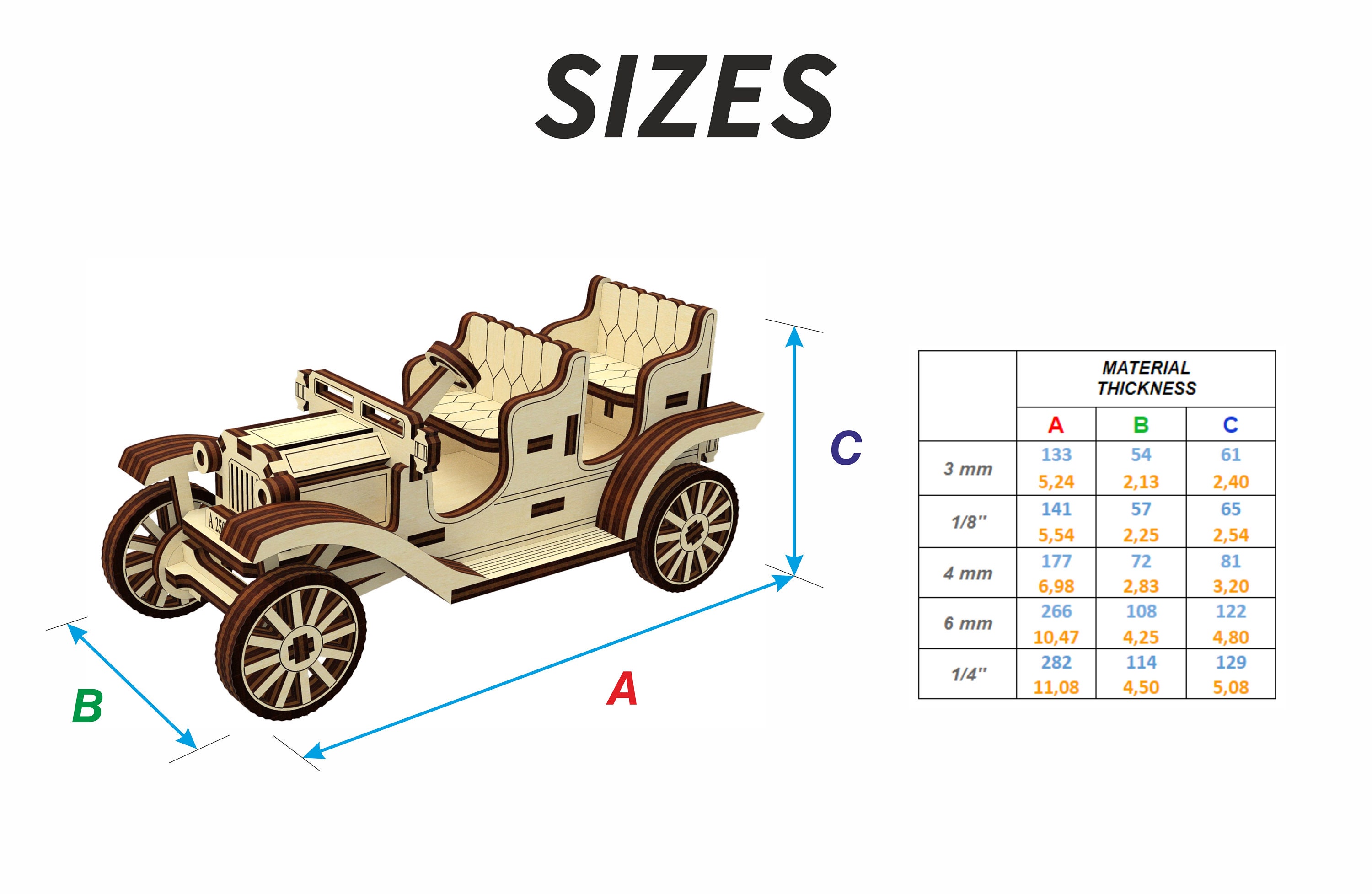 Retro Car - Laser Cut Project, SVG File for Laser Cutting Machines ...