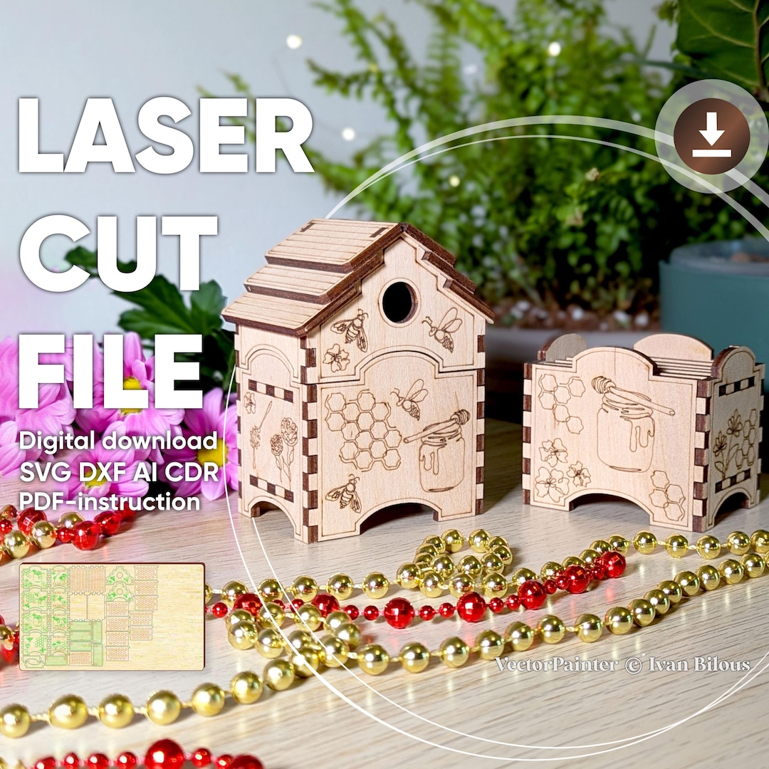 Honey Bee Hive - Laser Cut File, SVG Template for Laser Cutting Machines and Glowforge - Etsy