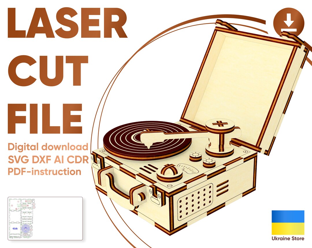 Vinyl Retro Recorder SVG Laser Cut File Plywood Miniature - Etsy