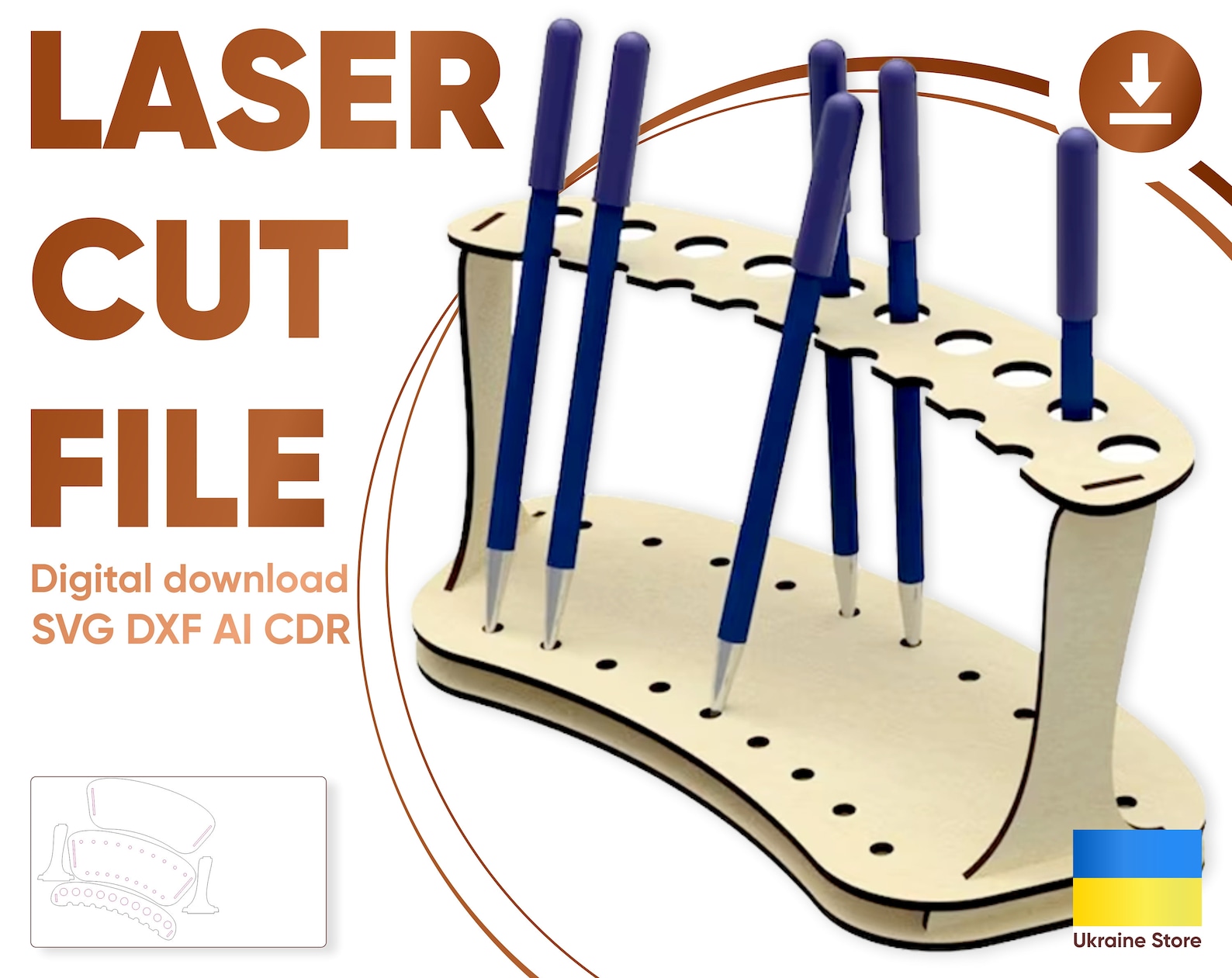 Pen Stand - Laser Cut File, SVG Pattern for Laser Machines - Etsy