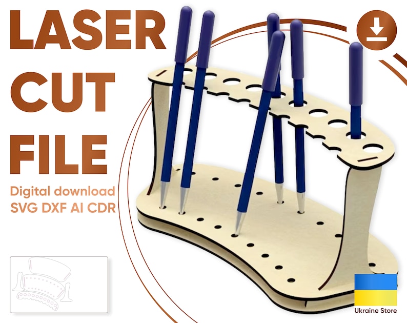 Pen Stand - Laser Cut File, SVG Pattern for Laser Machines - Etsy