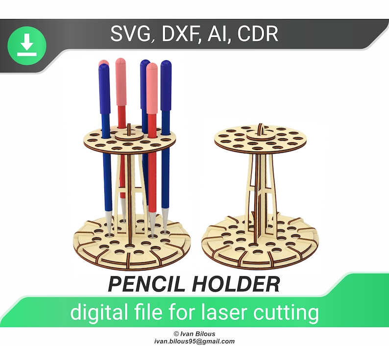 Pencil Holder Digital File for Laser Cutting Glowforge | Etsy