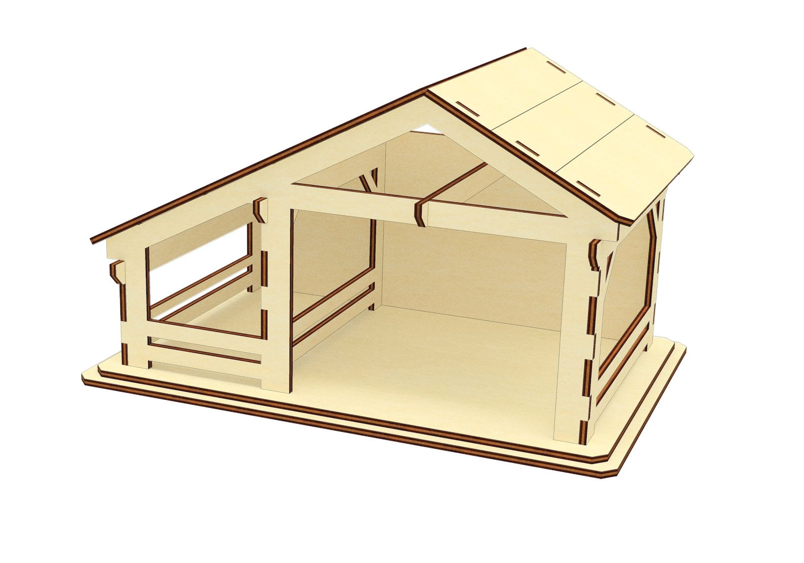 Nativity scene Barn laser cut file Glowforge pattern | Etsy