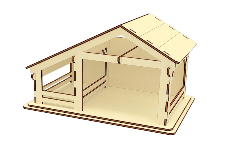 Nativity scene Barn laser cut file Glowforge pattern | Etsy