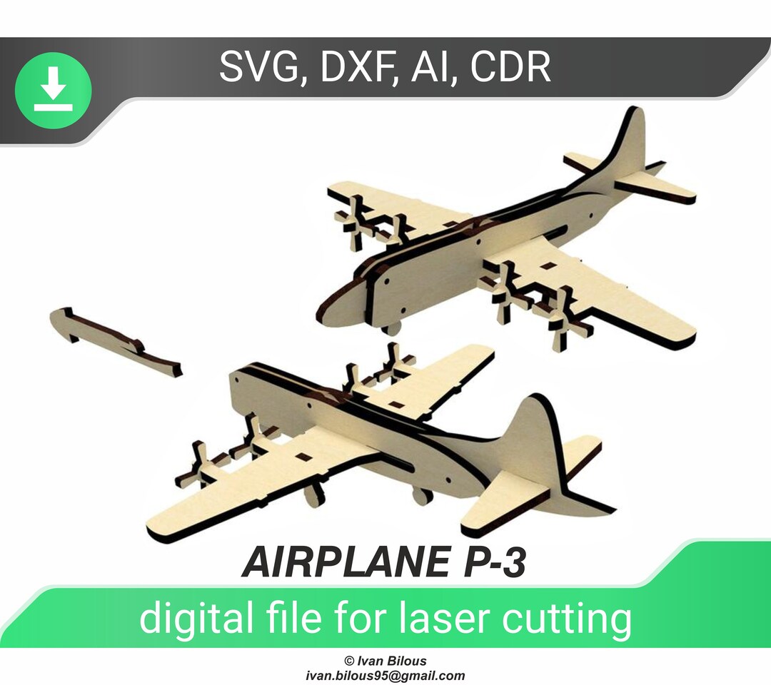 Airplane Svg Cut File Glowforge Airplane Dxf Files for Laser Cut ...