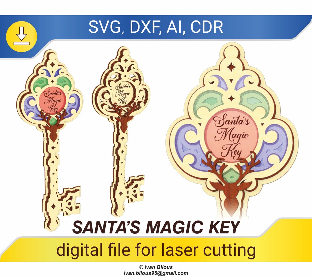 Santa's Magic Key SVG Laser Cut File Digital Plan for - Etsy